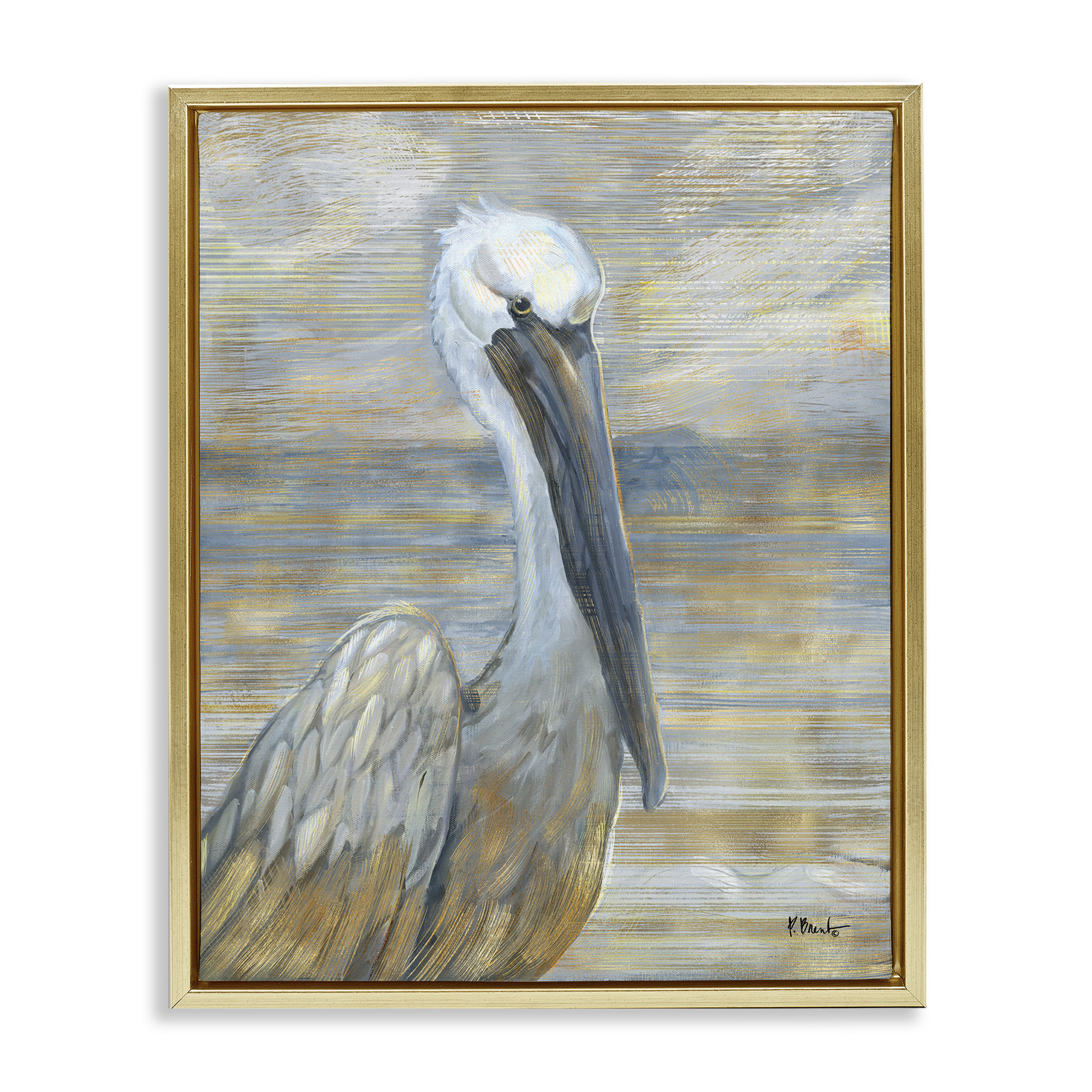 Dovecove Coastal Pelican Bird Abstract Portrait - Floater Frame ...