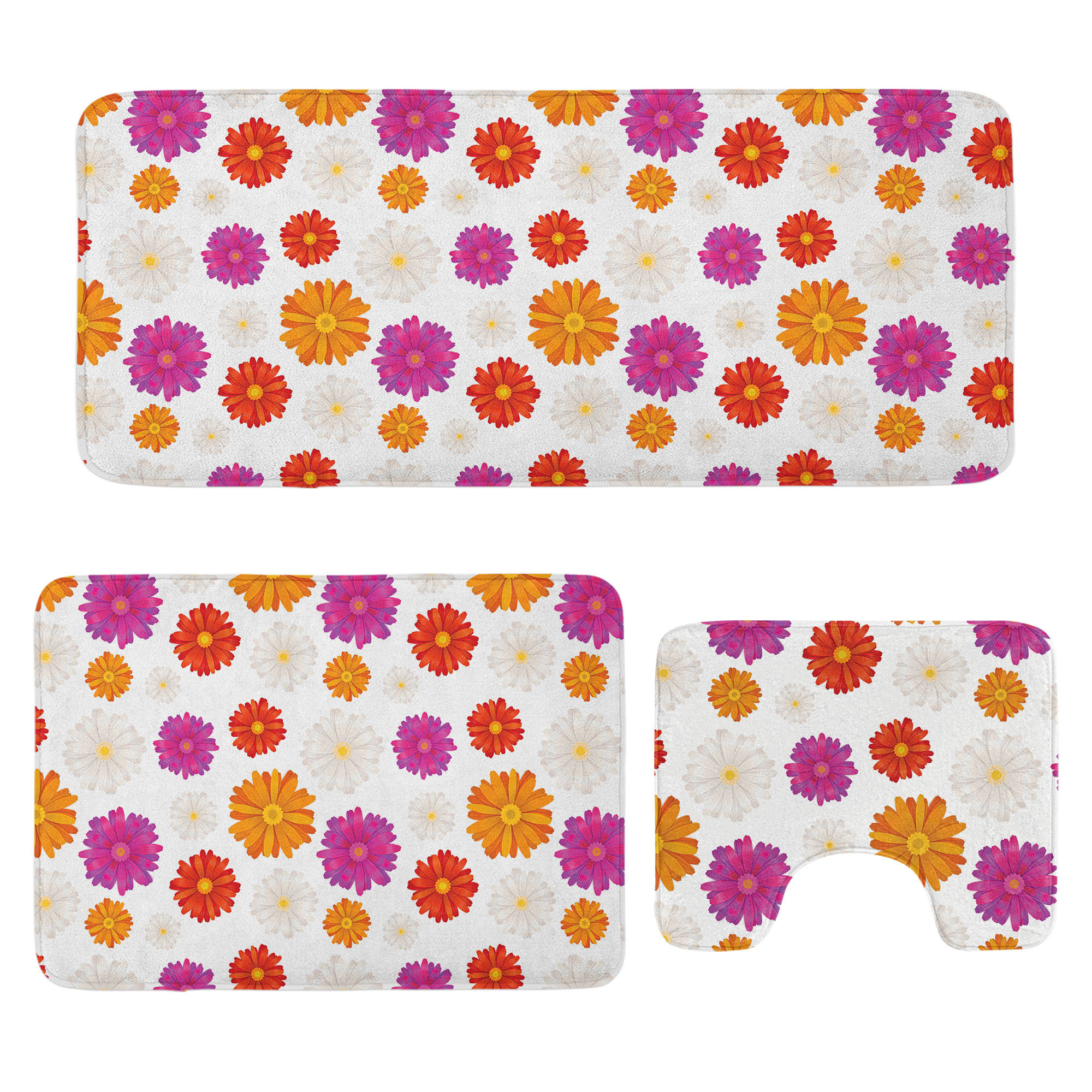 East Urban Home Gerber Daisy Bathroom Rug Set 3 Pieces U-Shape ...