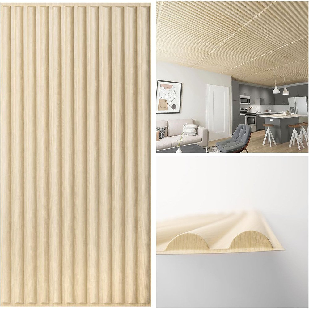 MAXAYA 2X4 Ft Drop Ceiling Tiles In Oak, 12-Sheet Semi-Cylinder D ...