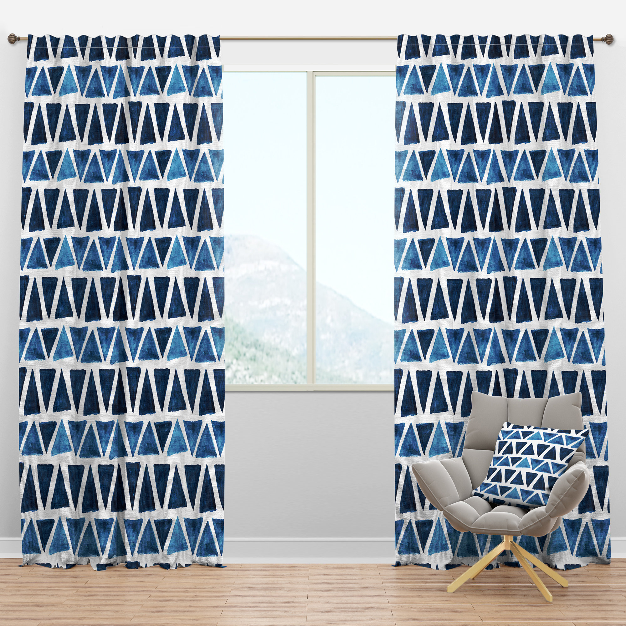Design Art Watercolor Modern Pattern with Blue Triangles - Modern ...