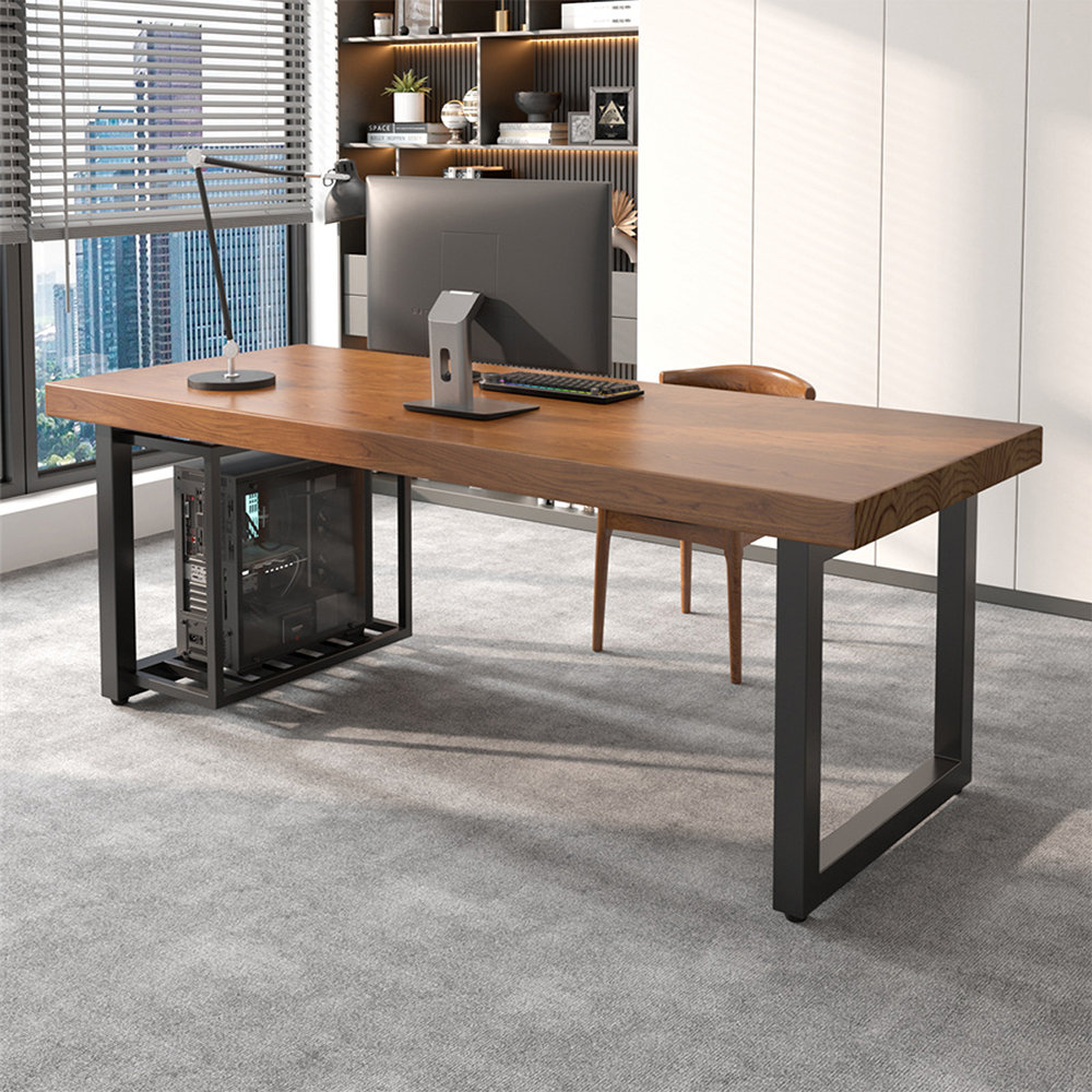 Vladimeers Trading 55.12" Brown Rectangular Solid Wood + Metal Desks ...
