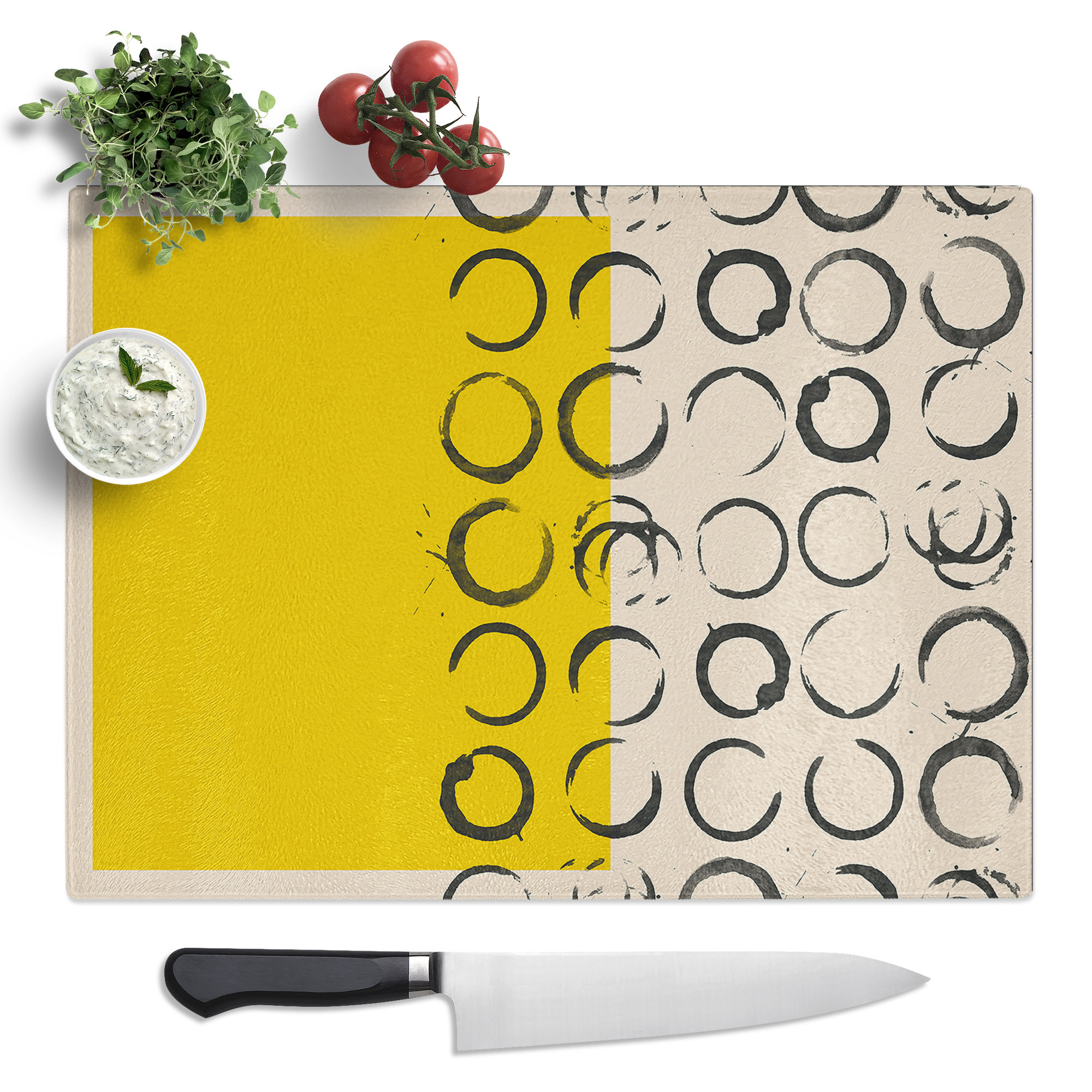 George Oliver Block Print No.2 Glass Chopping Board | Wayfair.co.uk