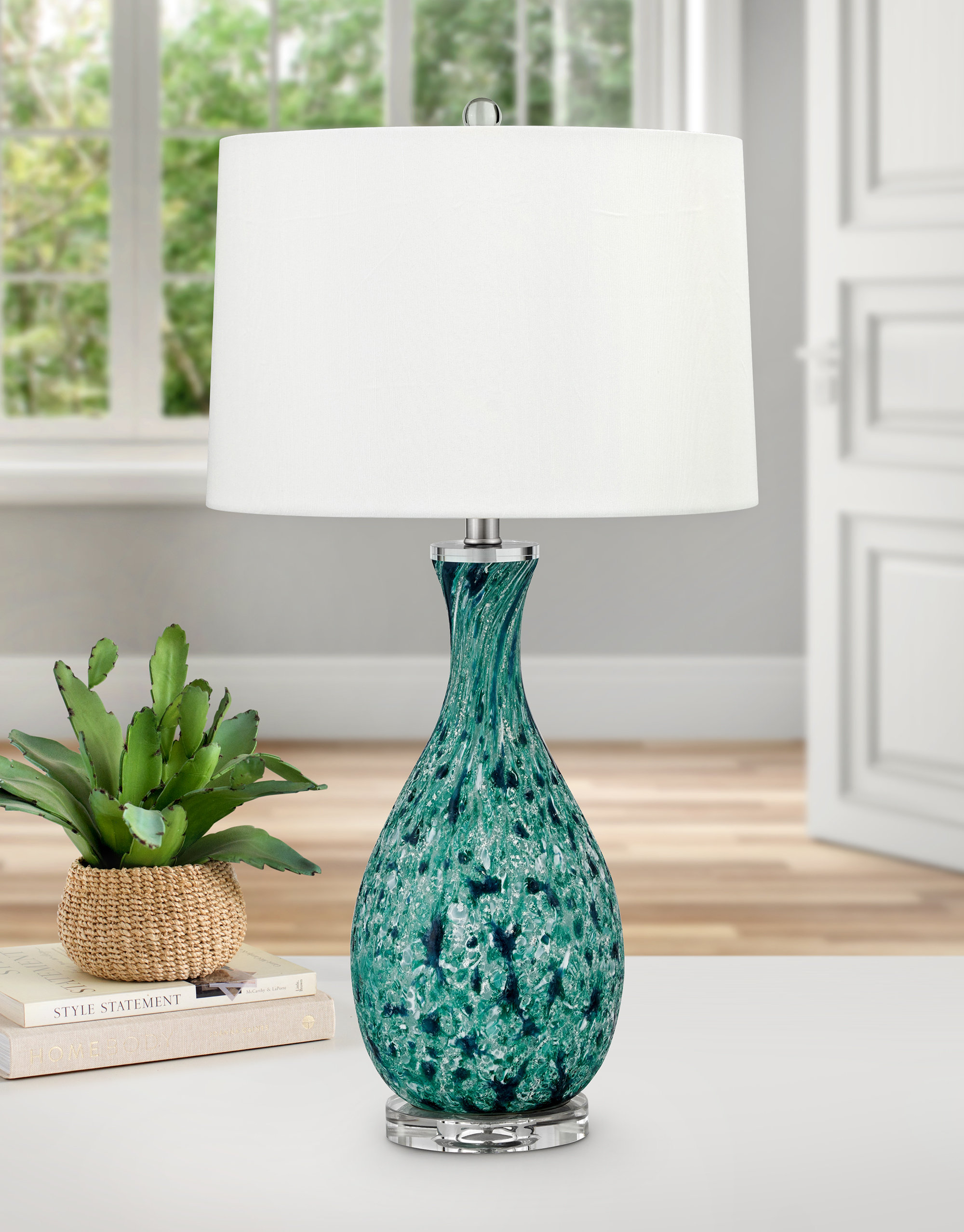 Medallion Lighting Lamazia 30" Blue & Green Table Lamp with USB Port ...