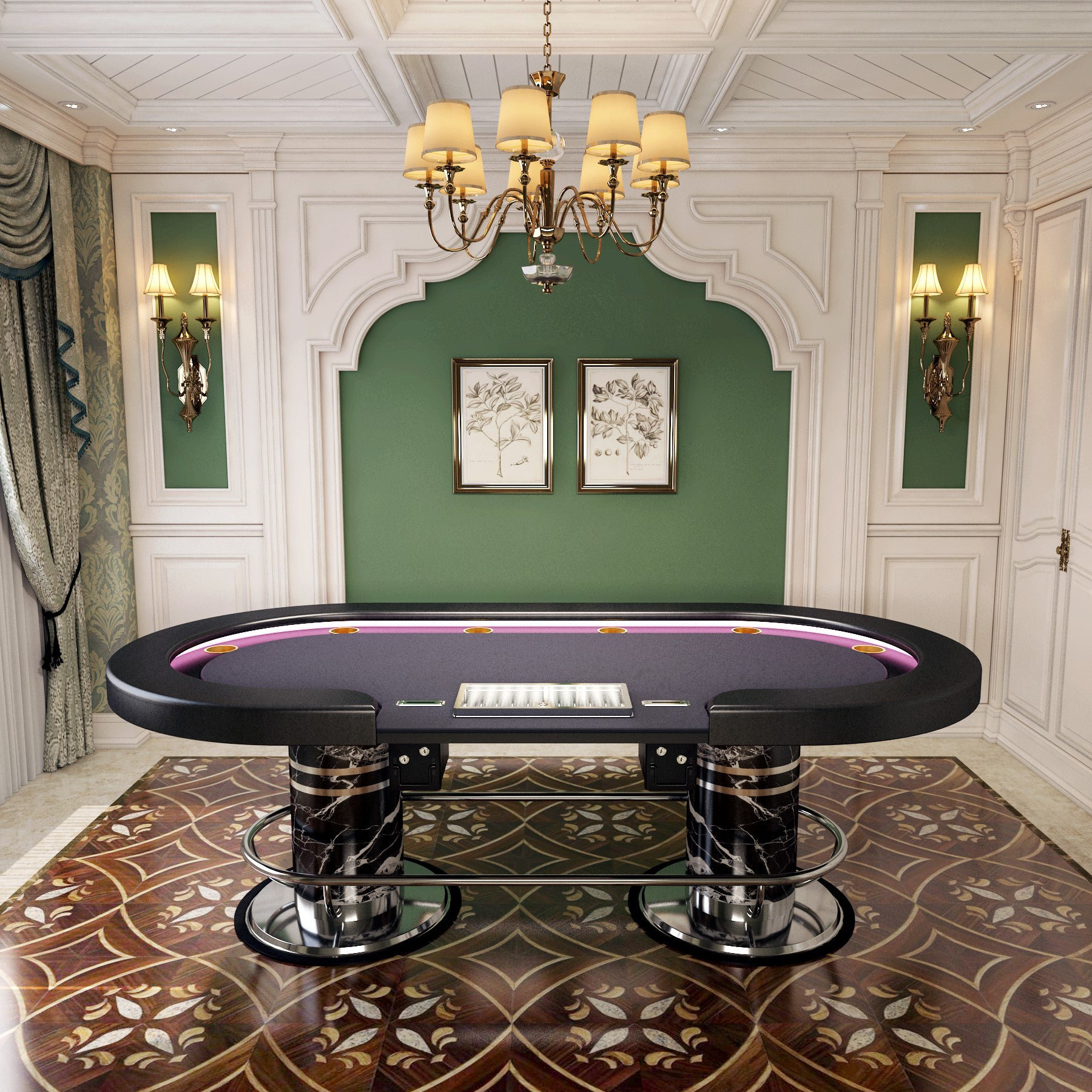 IDS Online Corp 10 Players Knight Poker Table With Chip Tray Golden ...