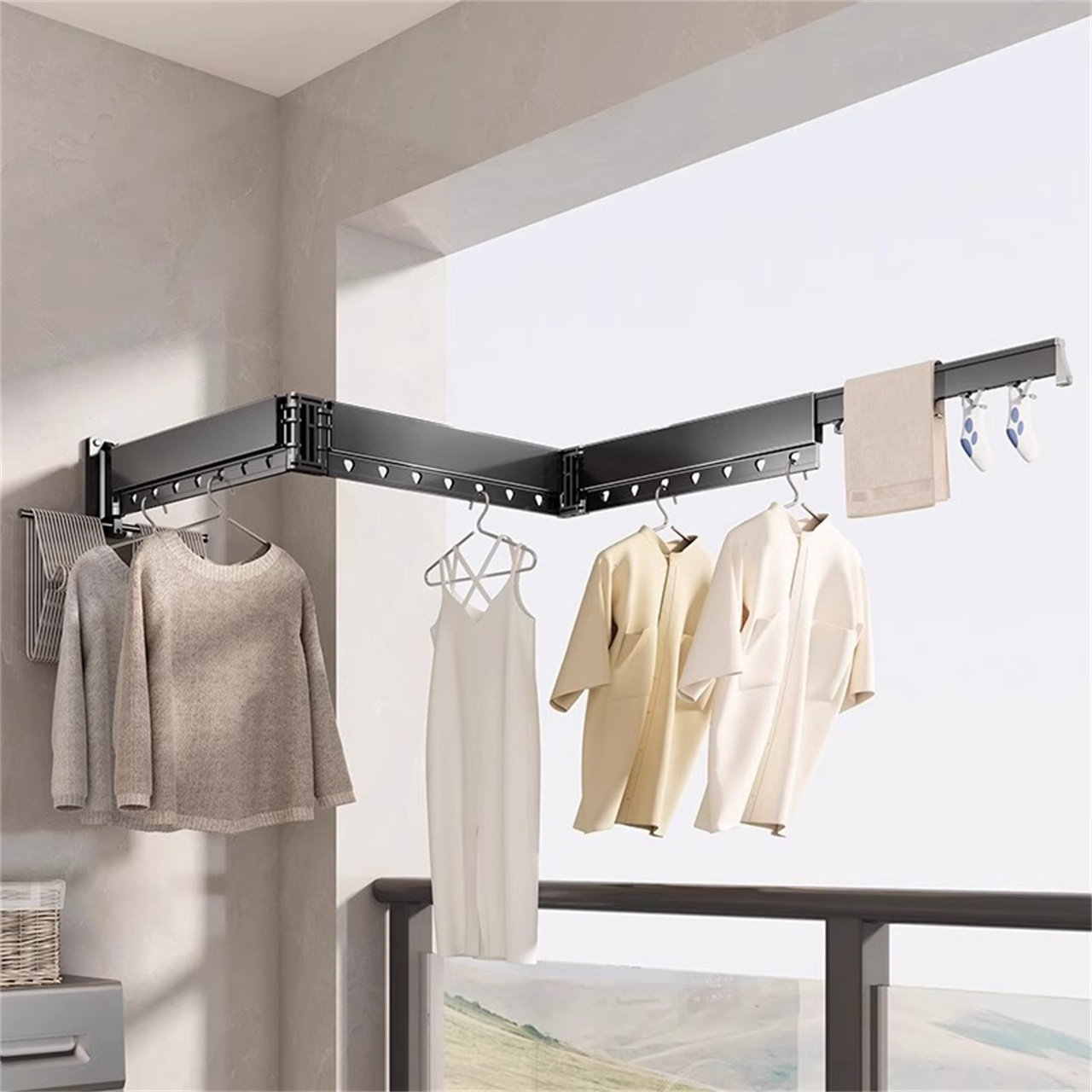 Thrones Designs Aerowing Compact Retractable Clothes Rack | Wayfair