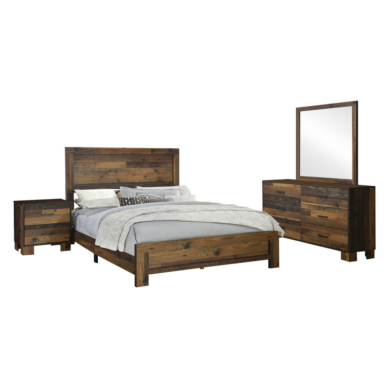 Millwood Pines Andromede 4 Piece Bedroom Set in Rustic Pine | Wayfair