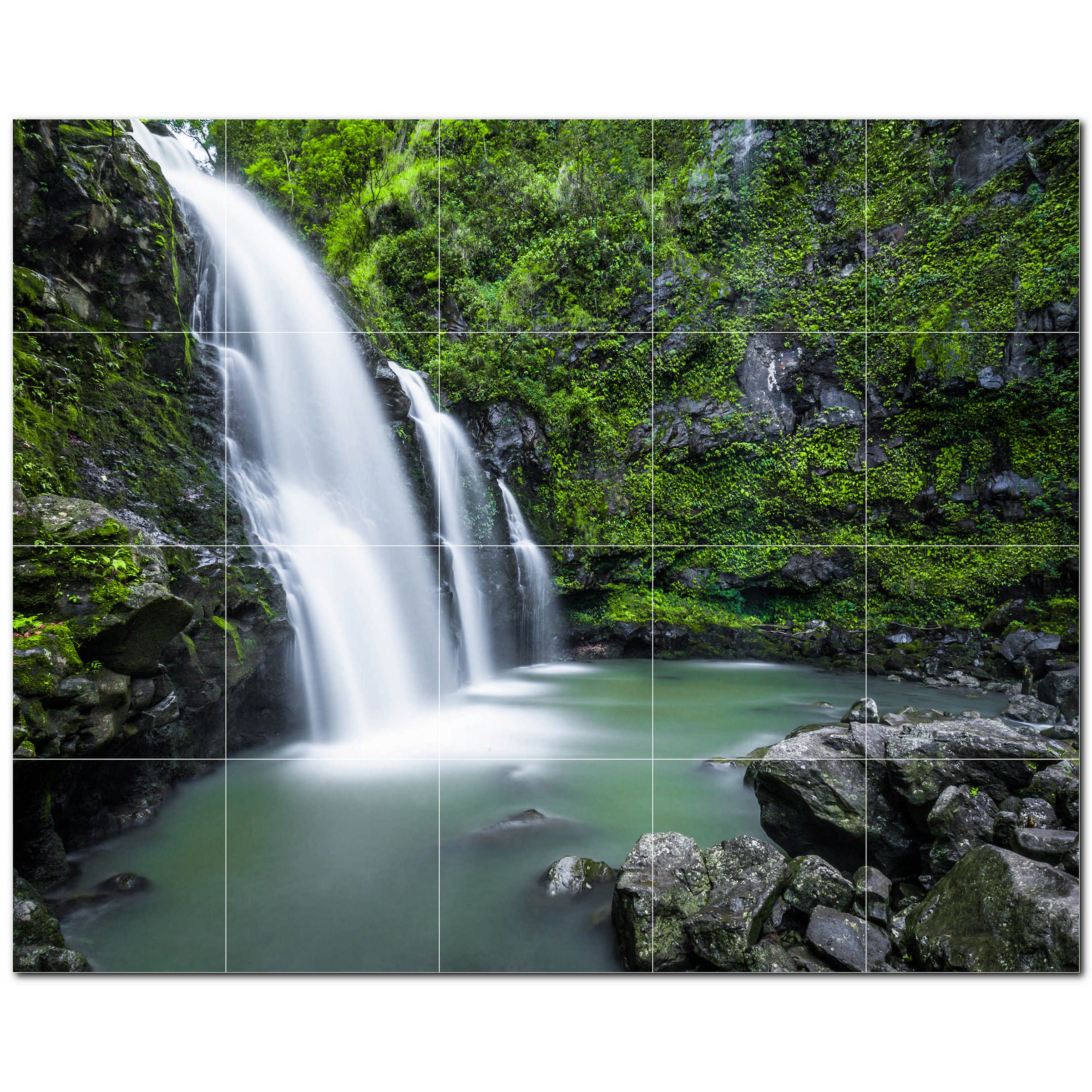Picture-Tiles.com 30" x 24" Ceramic Waterfalls Photo Decorative Mural ...