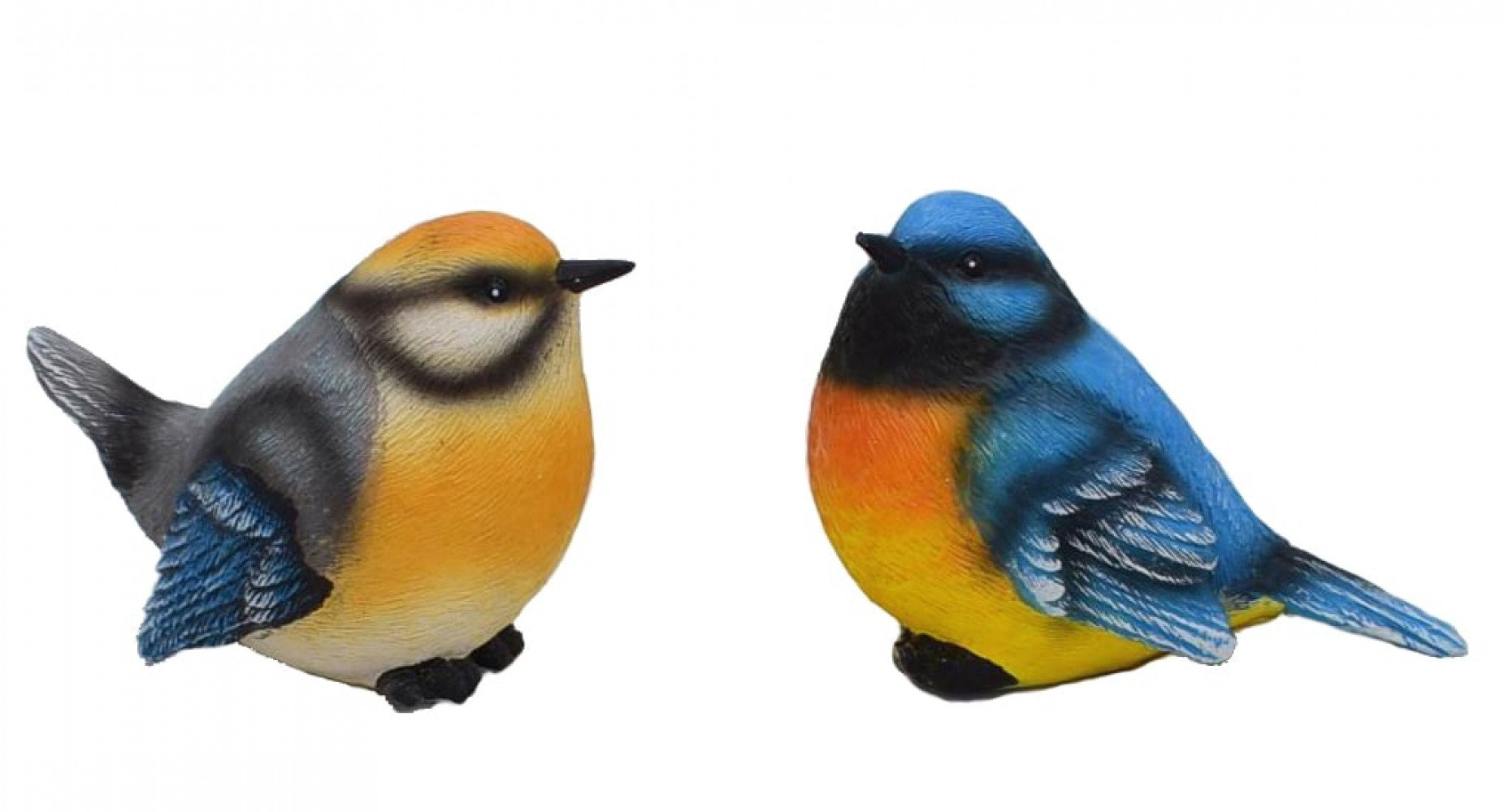 Winston Porter Set Of 2 Assorted Yellow And Blue Bird Figurines | Wayfair