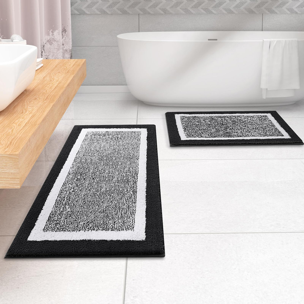 Latitude Run® Bathroom Rugs Sets 3 Piece, Soft Absorbent Microfiber ...