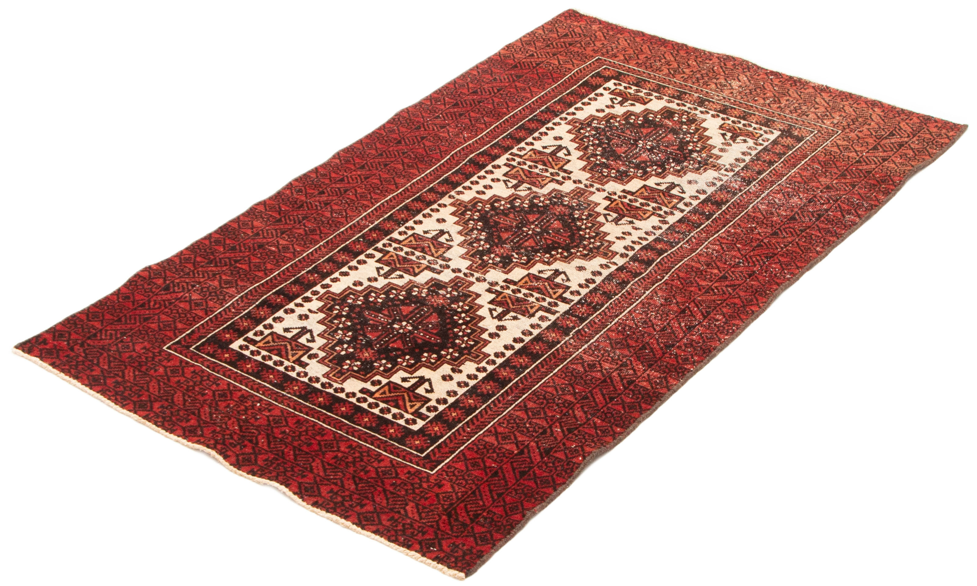 Bloomsbury Market Hand Knotted Baluch Cream Wool Rug 3'4" x 6'1" | Wayfair