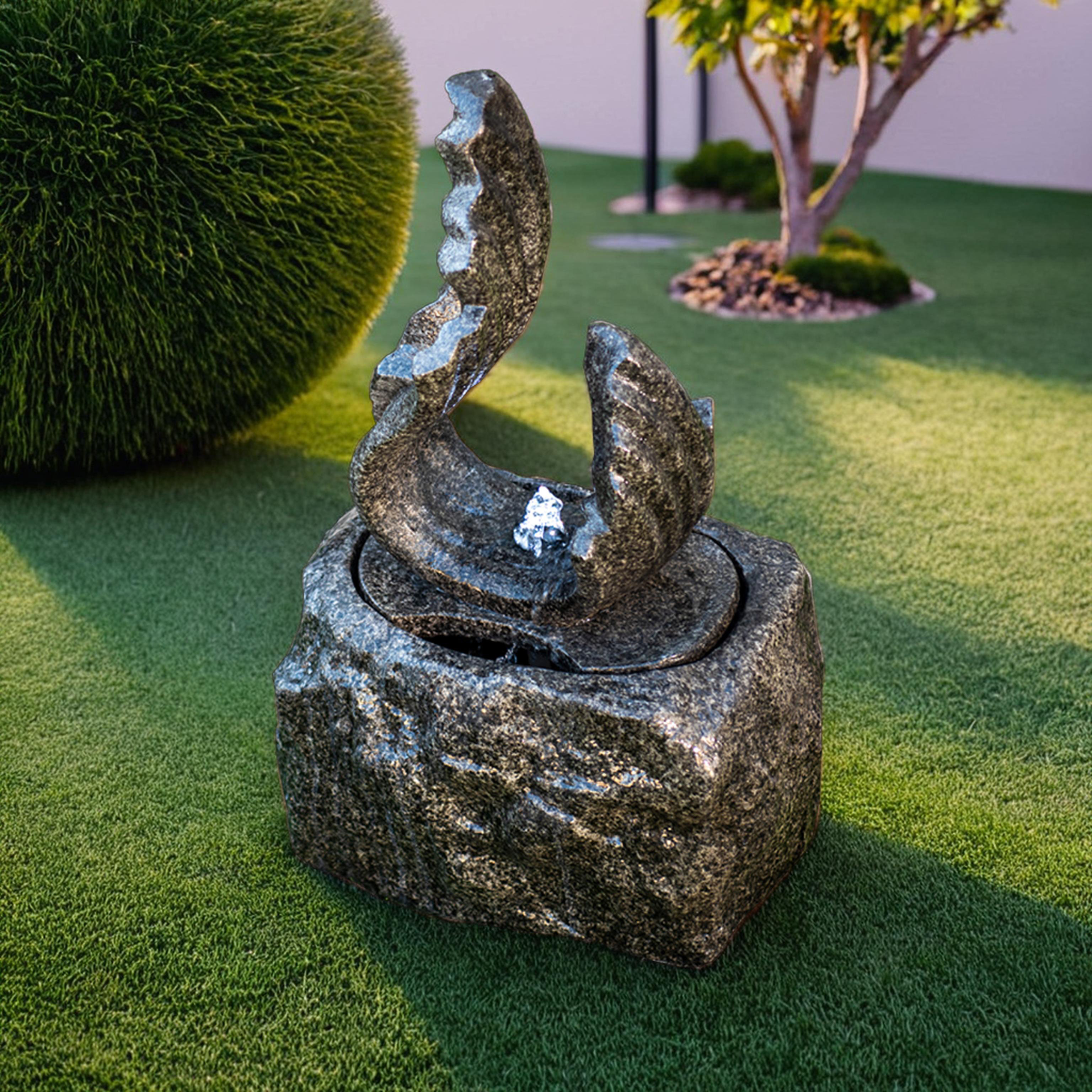 Wrought Studio™ Modern Abstract Sculptural Freestanding Water Fountain ...