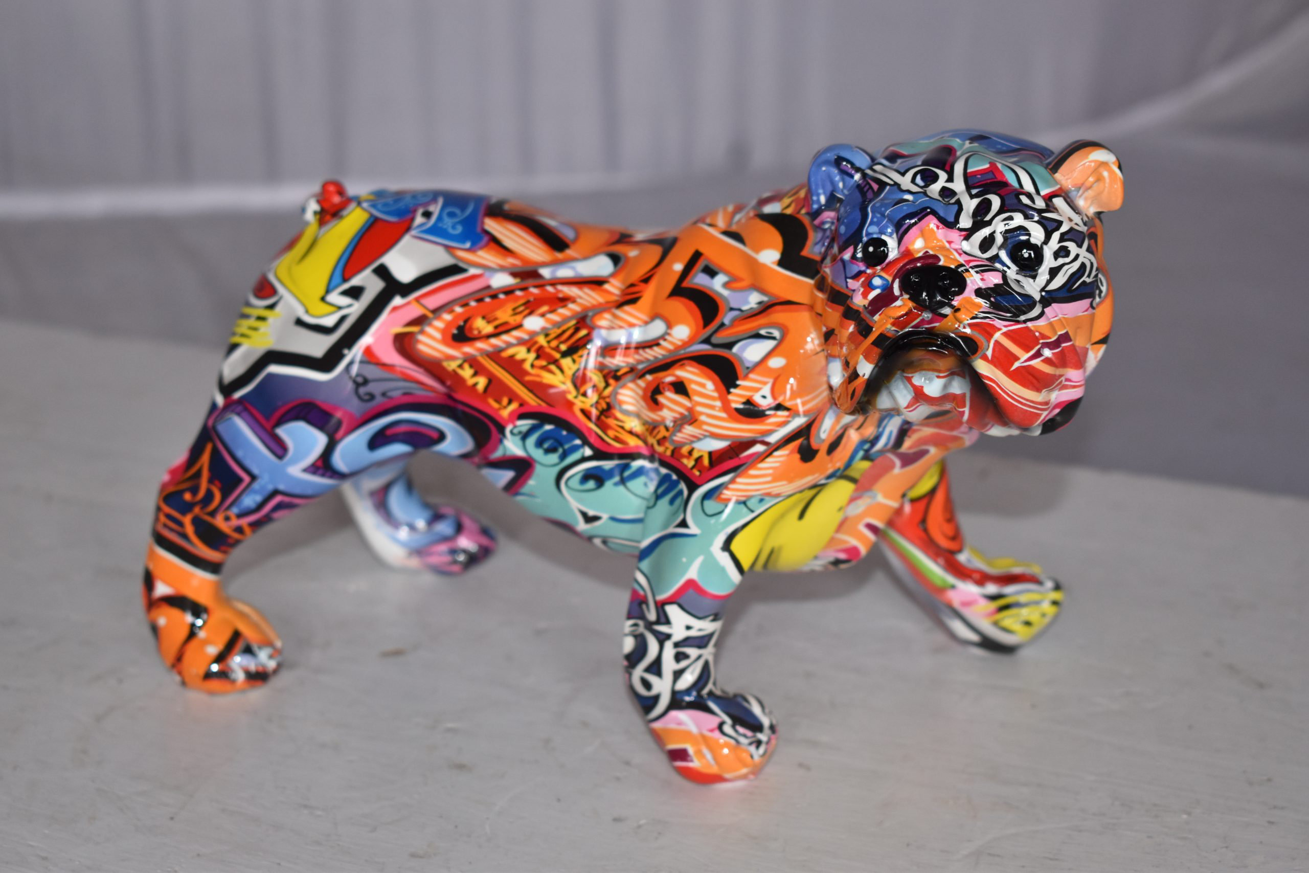 Trinx Jesup Modern Happy Graffiti Resin Bulldog Statue Looking to the ...