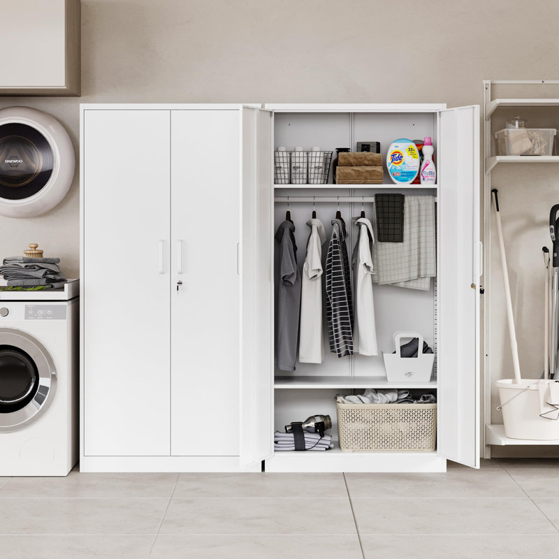 Latitude Run® 36 Inch Wide Metal Wardrobe Cabinets Storage Cabinets ...