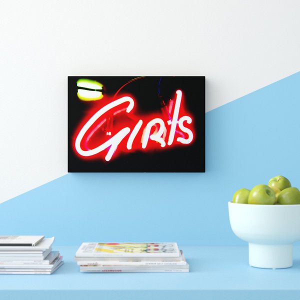 East Urban Home Neon Girls Sign - Print on Canvas | Wayfair.co.uk