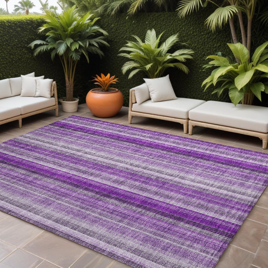 HomeRoots Tapis intérieur lavable antidérapant à rayures mauves 9 pi x 12 pi - Wayfair Canada