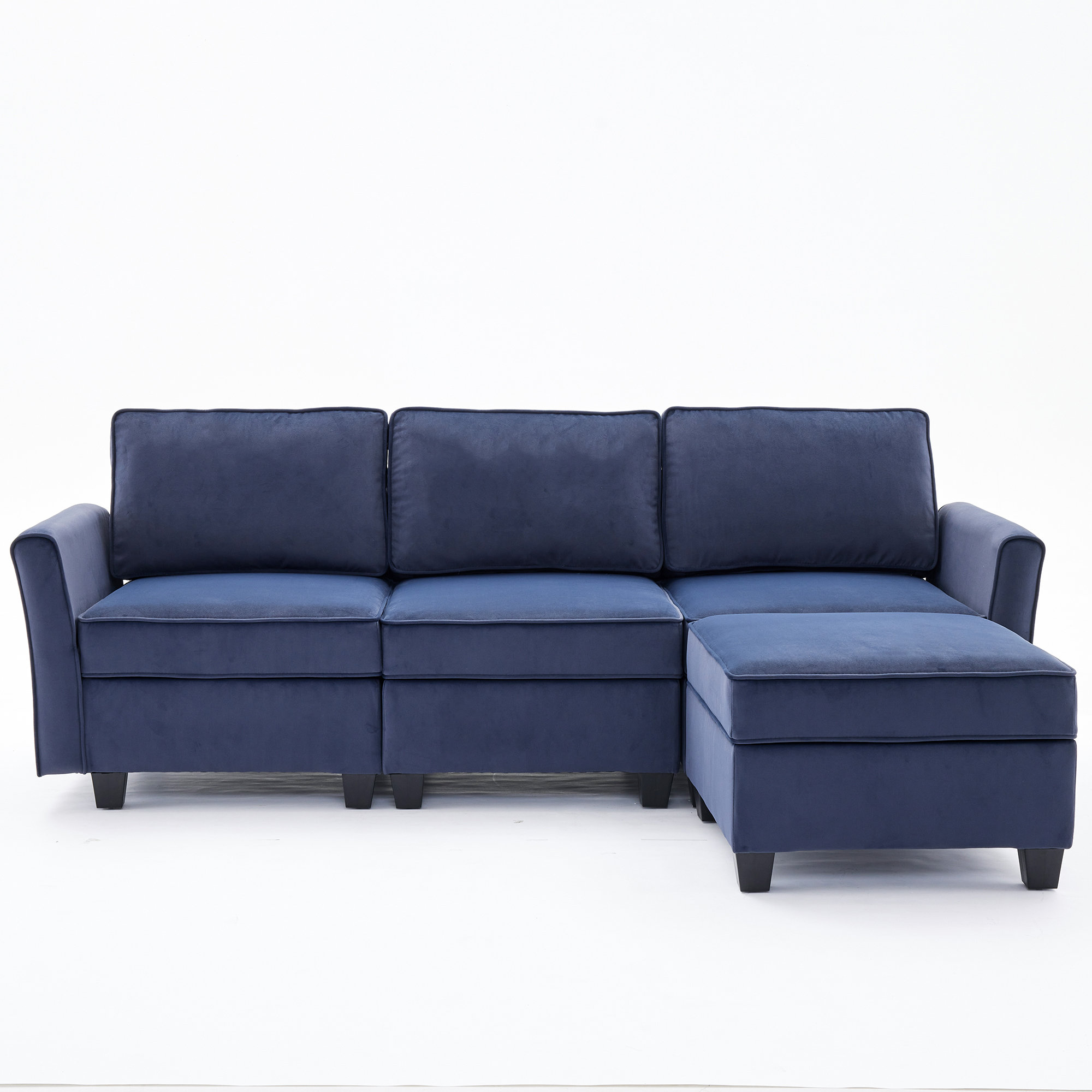 Mercer41 Nyshia 4 - Piece Velvet Upholstered Sectional Sofa with ...