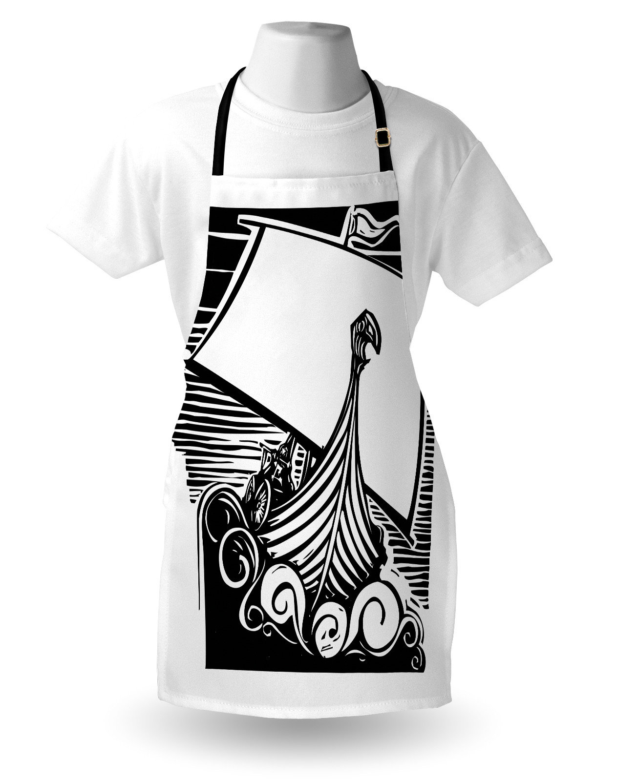 East Urban Home Nordic Apron Unisex, Viking Longboat on Waves, Adult ...