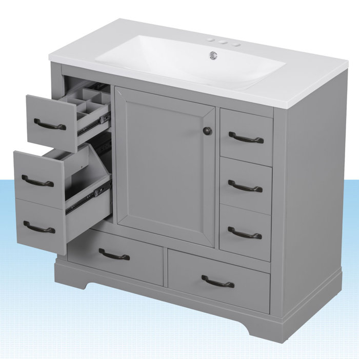 Winston Porter Raedon 36'' Single Bathroom Vanity with Ceramic Top ...