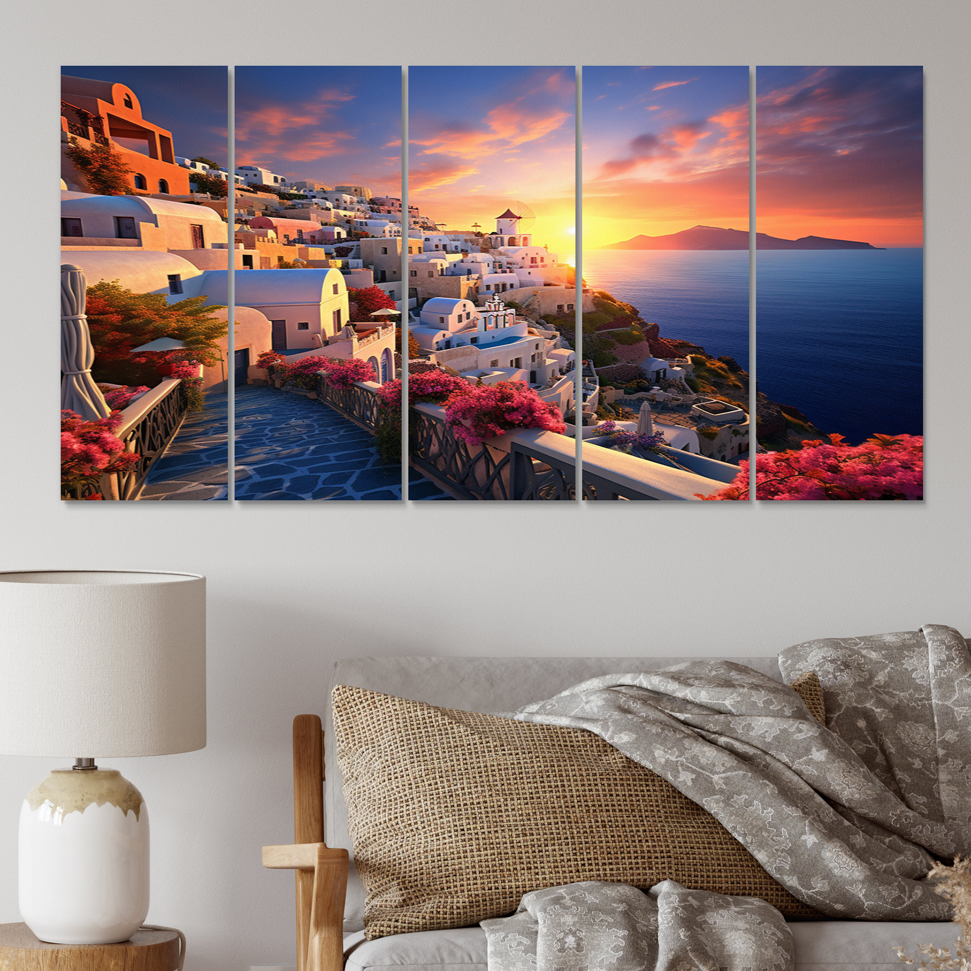 Design Art Greece Oia Splendor III - Cityscapes Metal Wall Decor Set ...