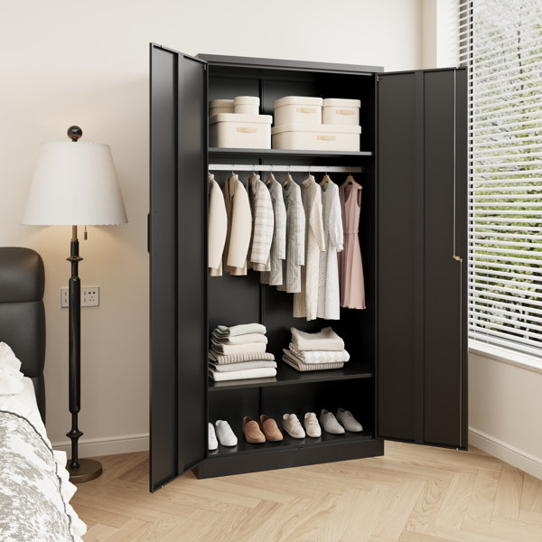 Latitude Run® 36 Inch Wide Metal Wardrobe Cabinets Storage Cabinets ...