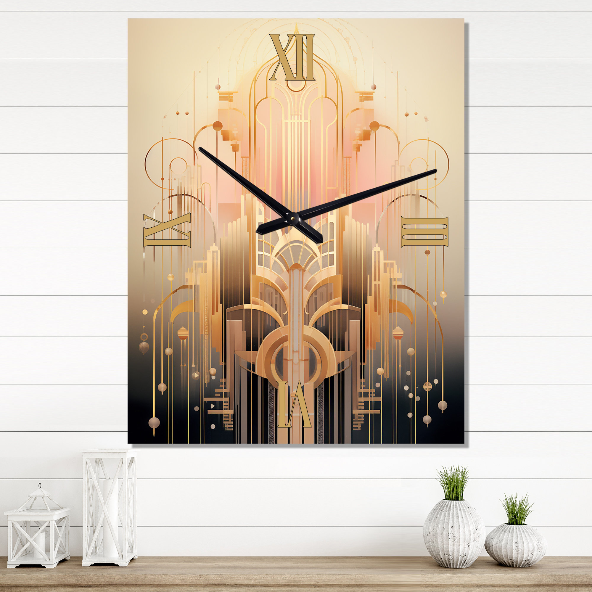 Design Art Art Nouveau Geometry In Pink I - Modern Geometric Very Large ...
