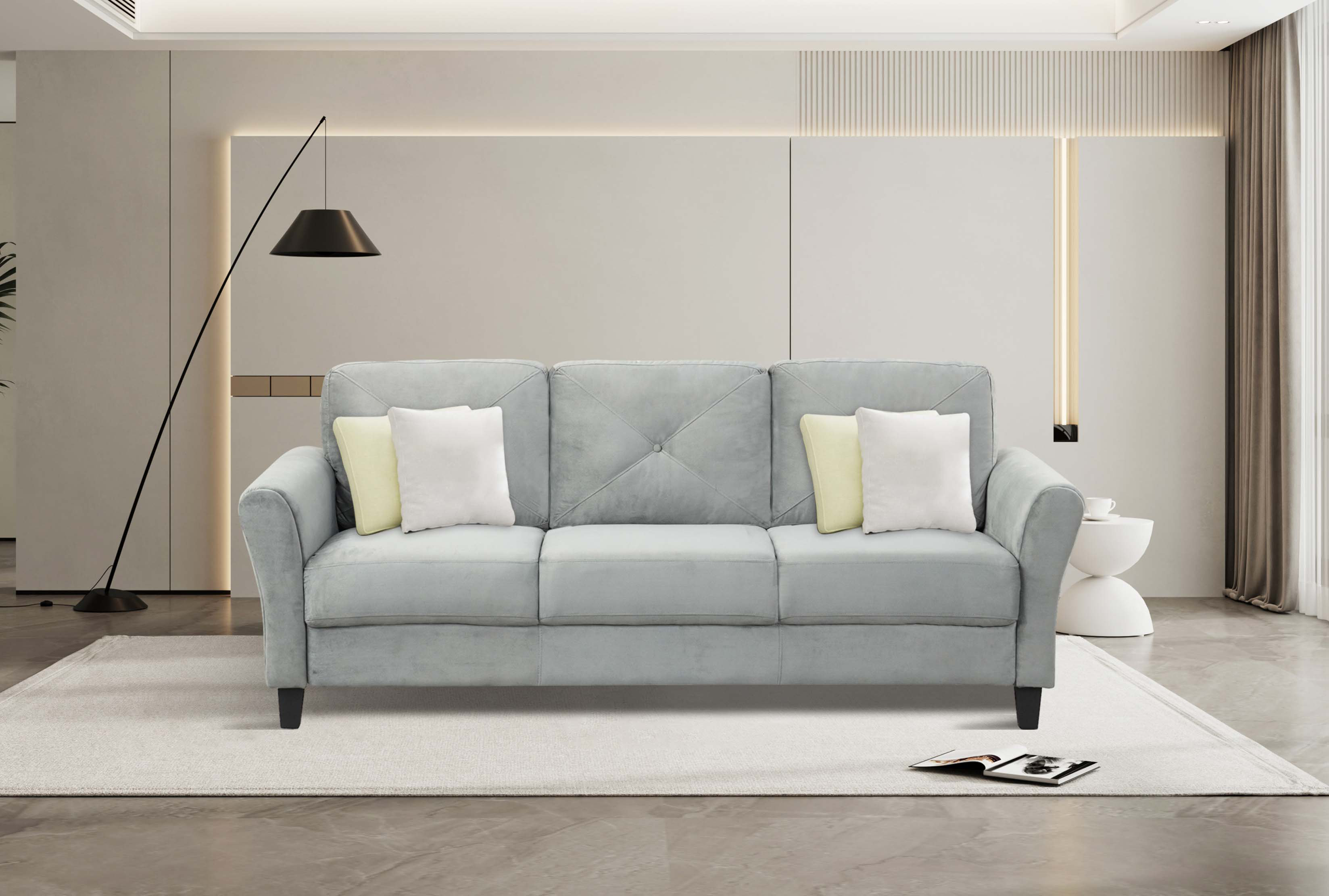 Mercer41 3-Person Living Room Sofa With Fabric And Modern Design | Wayfair