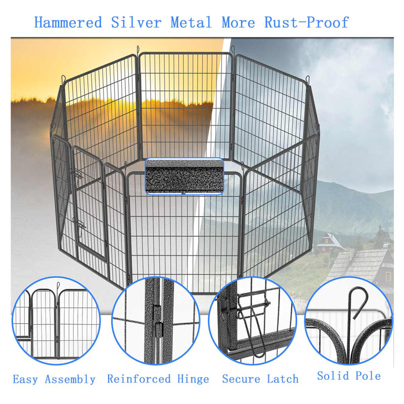 specool 40'' H 16 Panel Metal Exercise Pen With Pet Door | Wayfair