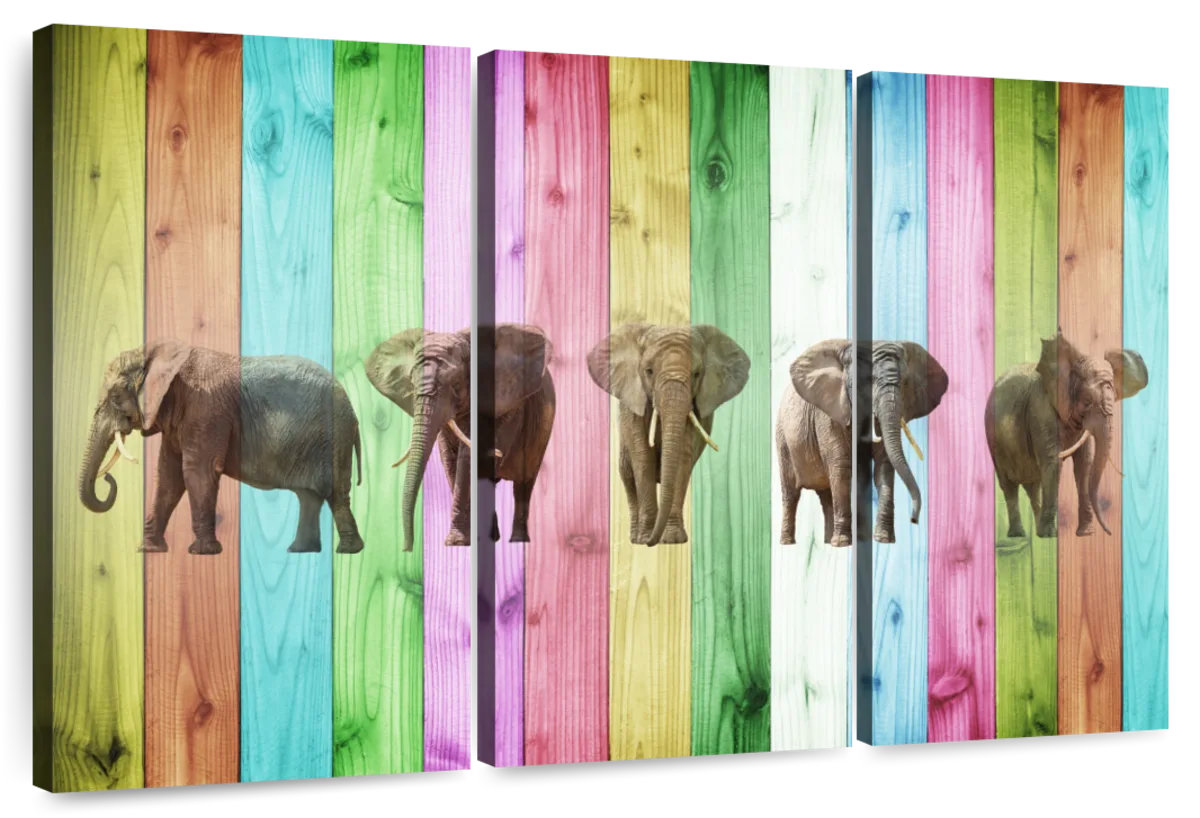 Ebern Designs Color Stripe Elephants | Wayfair
