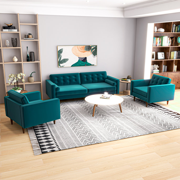 Everly Quinn 3 - Piece Velvet Living Room Set | Wayfair