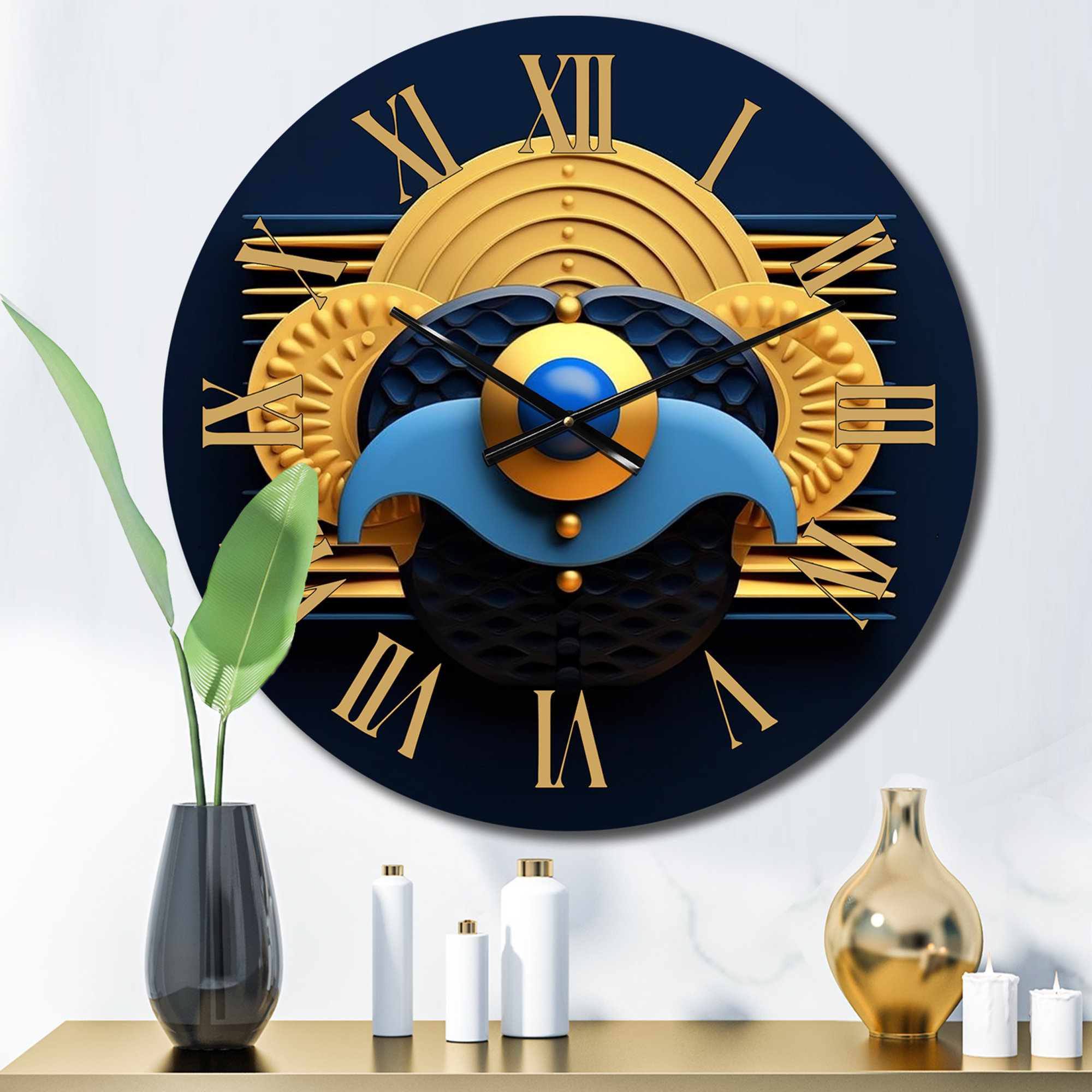 Design Art Future Minimalism Geometry Of Awareness III Wall Clock | Wayfair