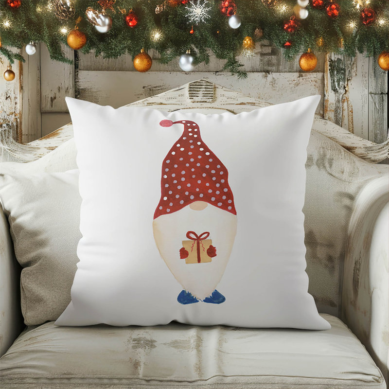 Christopher's Corner Watercolor Spotted Christmas Gnome Indoor Pillow ...