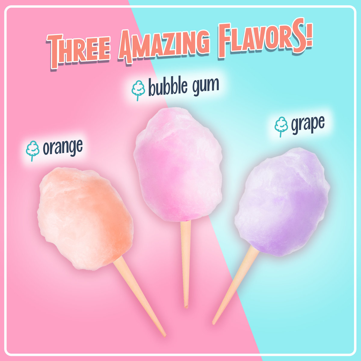 Nostalgia Cotton Candy Flossing Sugar - Grape, Pink Bubble Gum, Orange ...