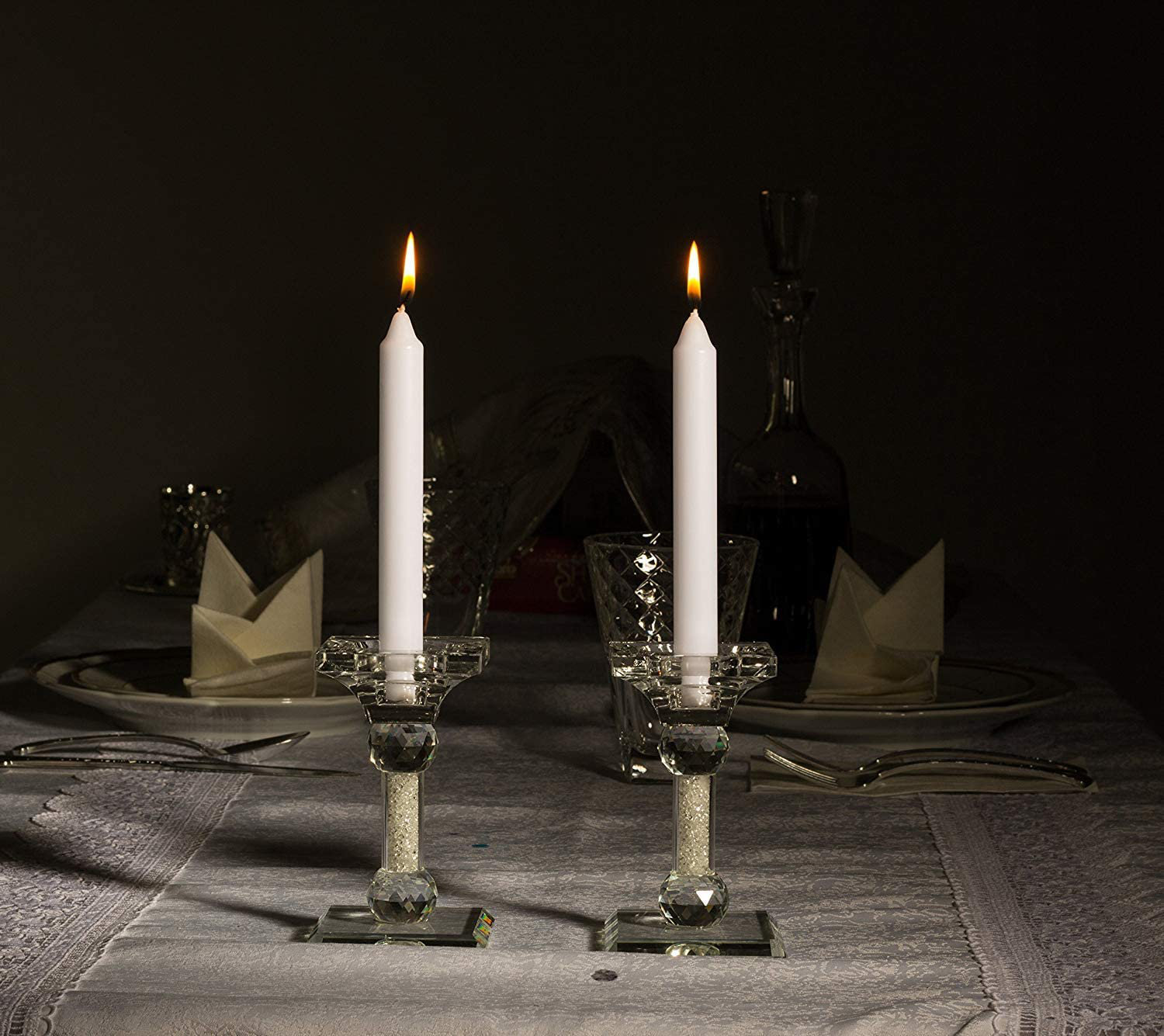 Hyoola White Candles - Short Candlesticks - 7 Inch Tall - 6 Hour Burn ...