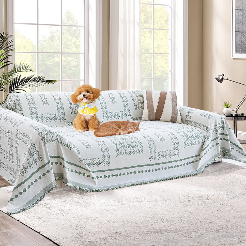 Dakota Fields One-Piece Couch Cover, Boho Sofa Cover, Washable Chenille ...