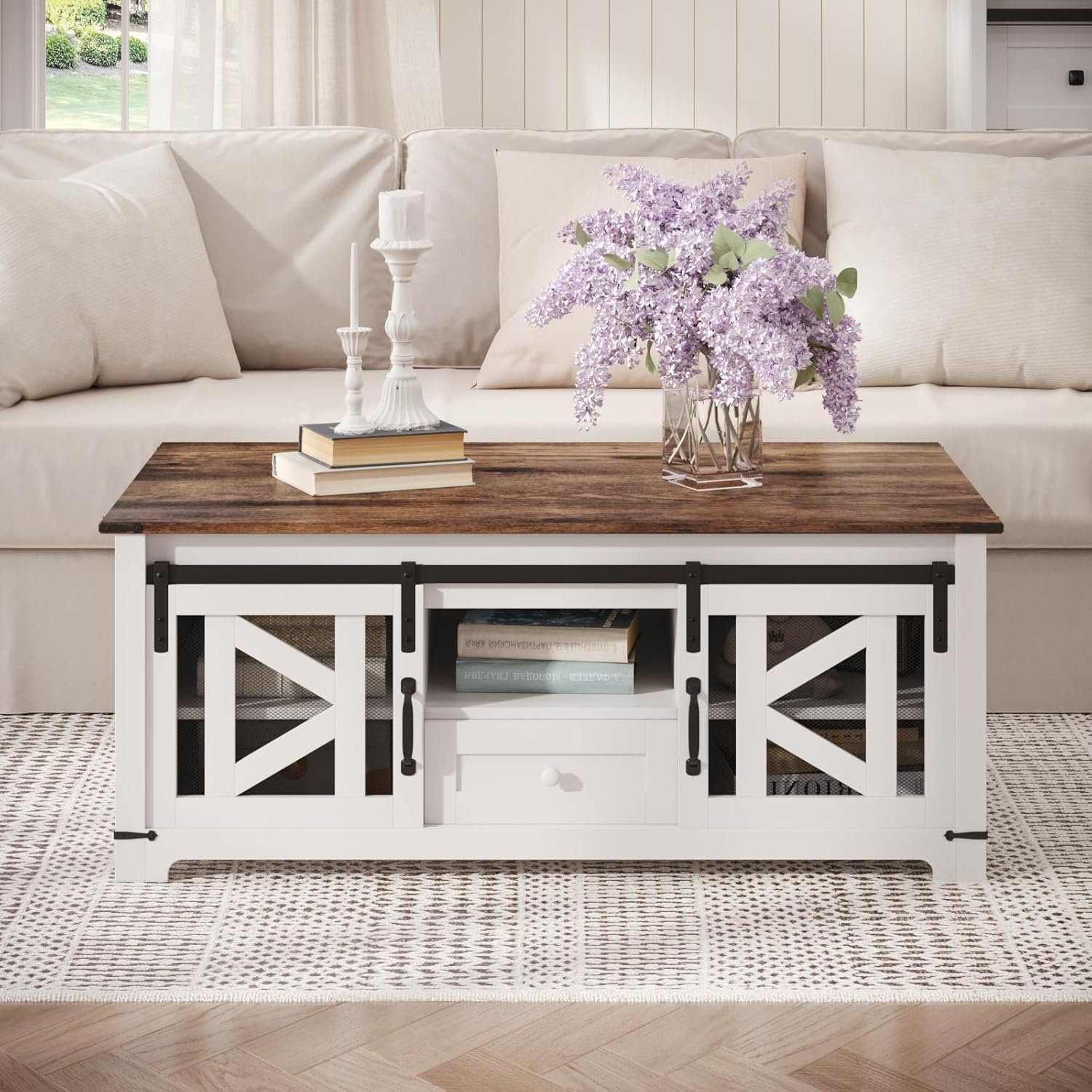 Wrought Studio™ 47.2" Farmhouse Lift Top Coffee Table With Hidden ...