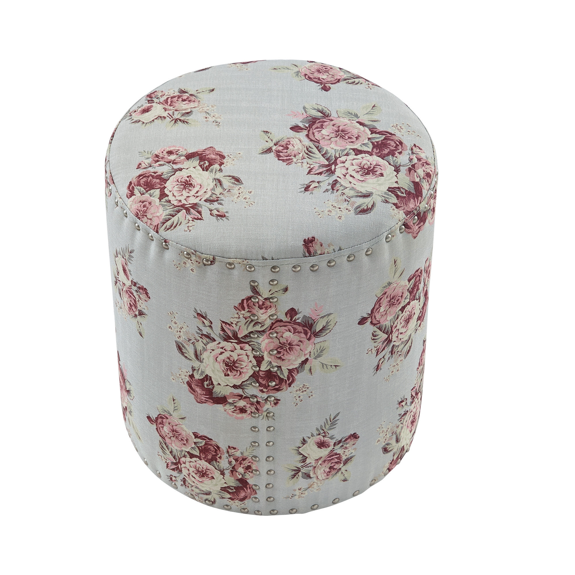 Alcott Hill® Bethinn 18" Linen Round Floral Ottoman | Wayfair