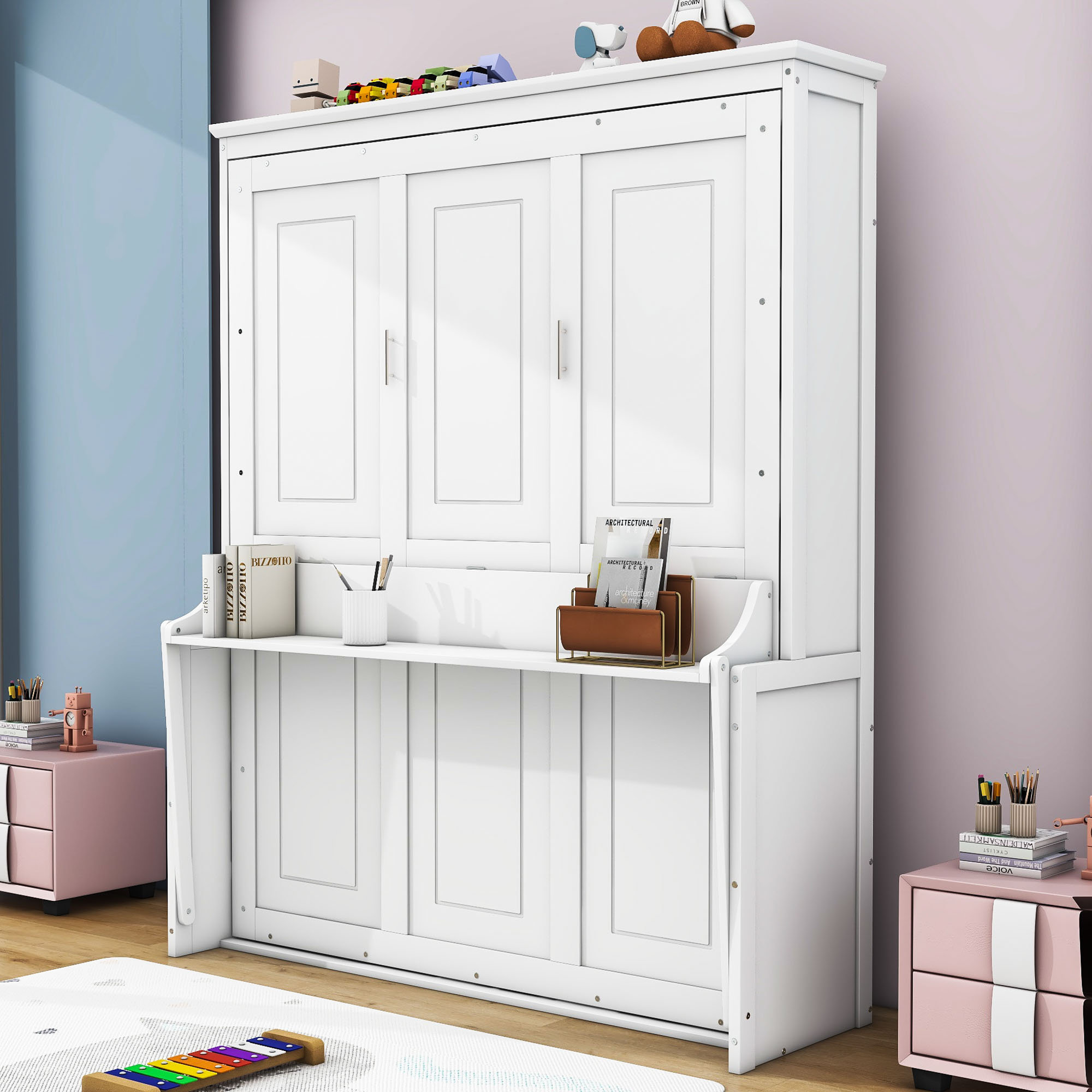 Harriet Bee Harmann Queen Wood Murphy Bed & Reviews | Wayfair