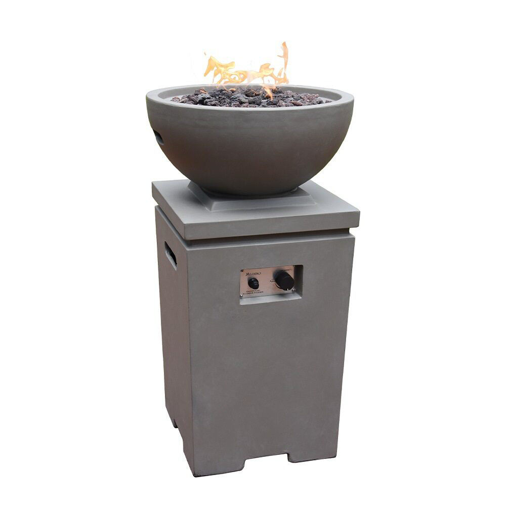 Latitude Run® Athislus 38" Outdoor Concrete Column Fire Pit 40,000 BTU ...