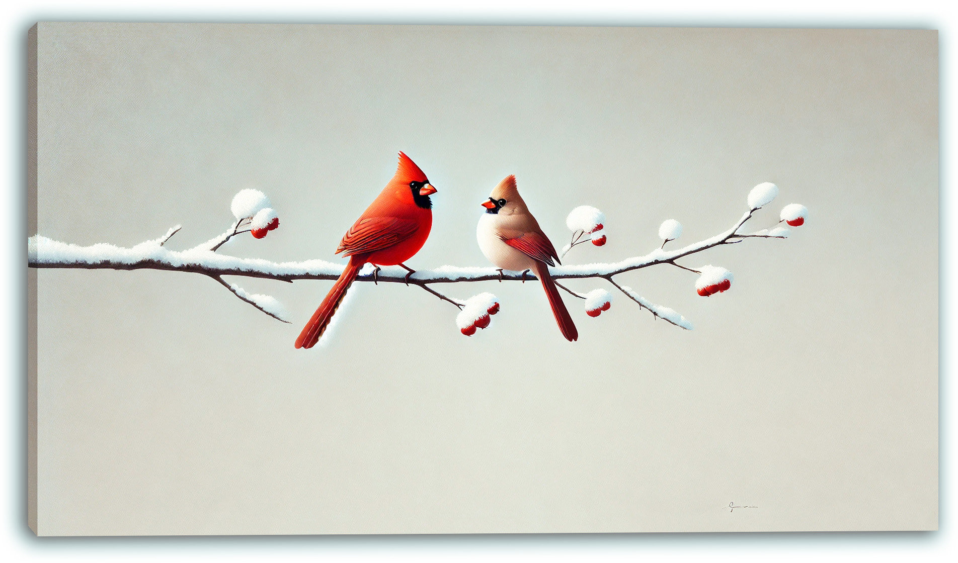 Red Barrel Studio® Tranquil Winter Cardinals Wrapped Canvas print Wall ...