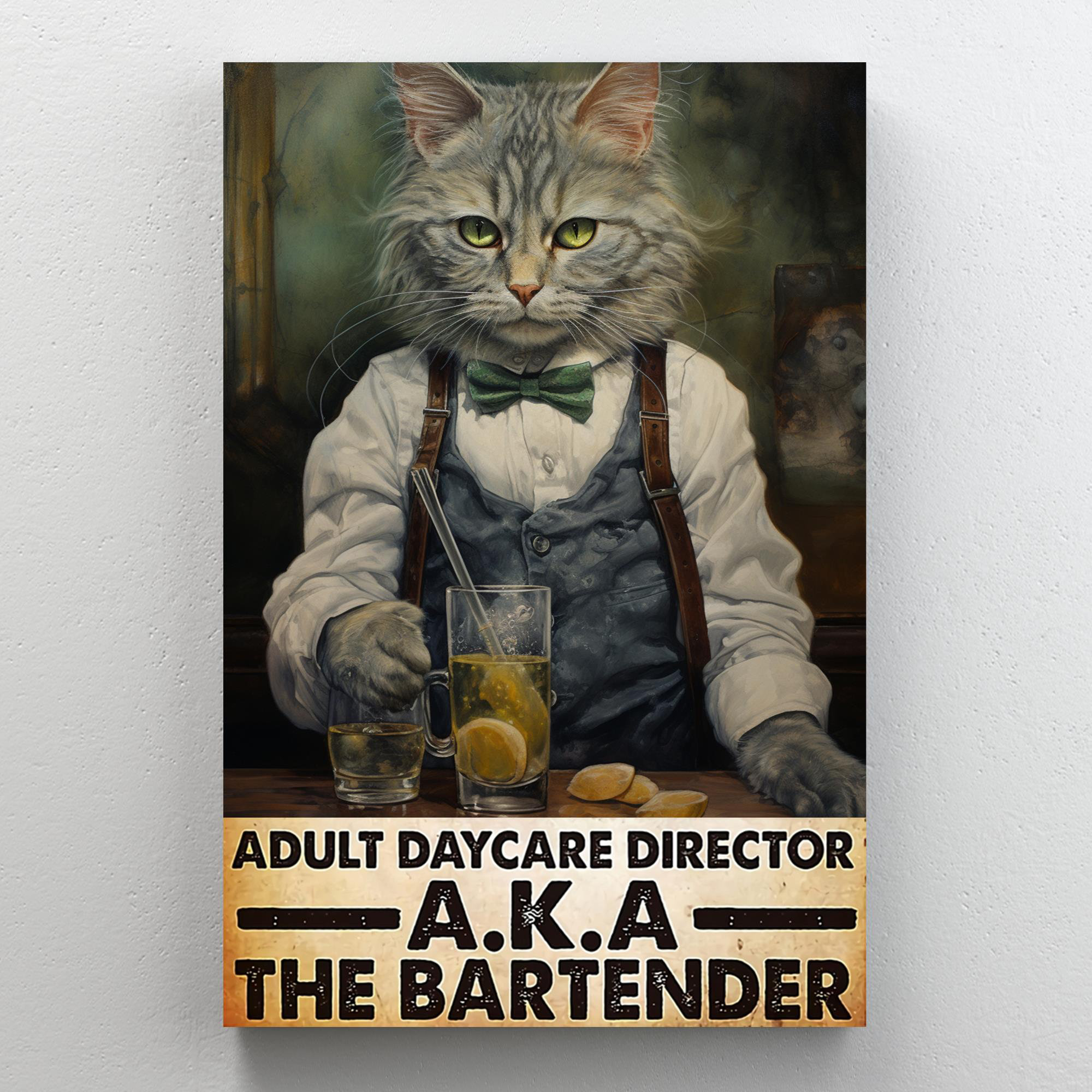 Trinx Cat The Bartender On Canvas Graphic Art | Wayfair