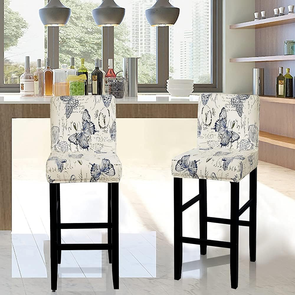 Gracie Oaks Printed Bar Stool Covers Set Of 2, Stretch Removable ...