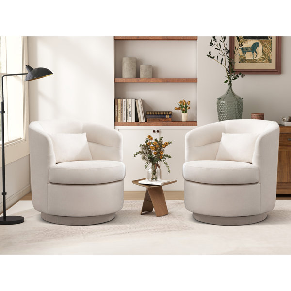 Latitude Run® 29" Wide Modern Soft Linen Swivel Barrel Chair With ...