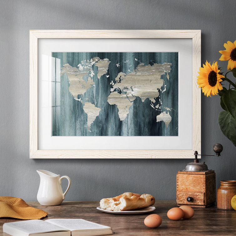 Wrought Studio " Navy World Map " | Wayfair