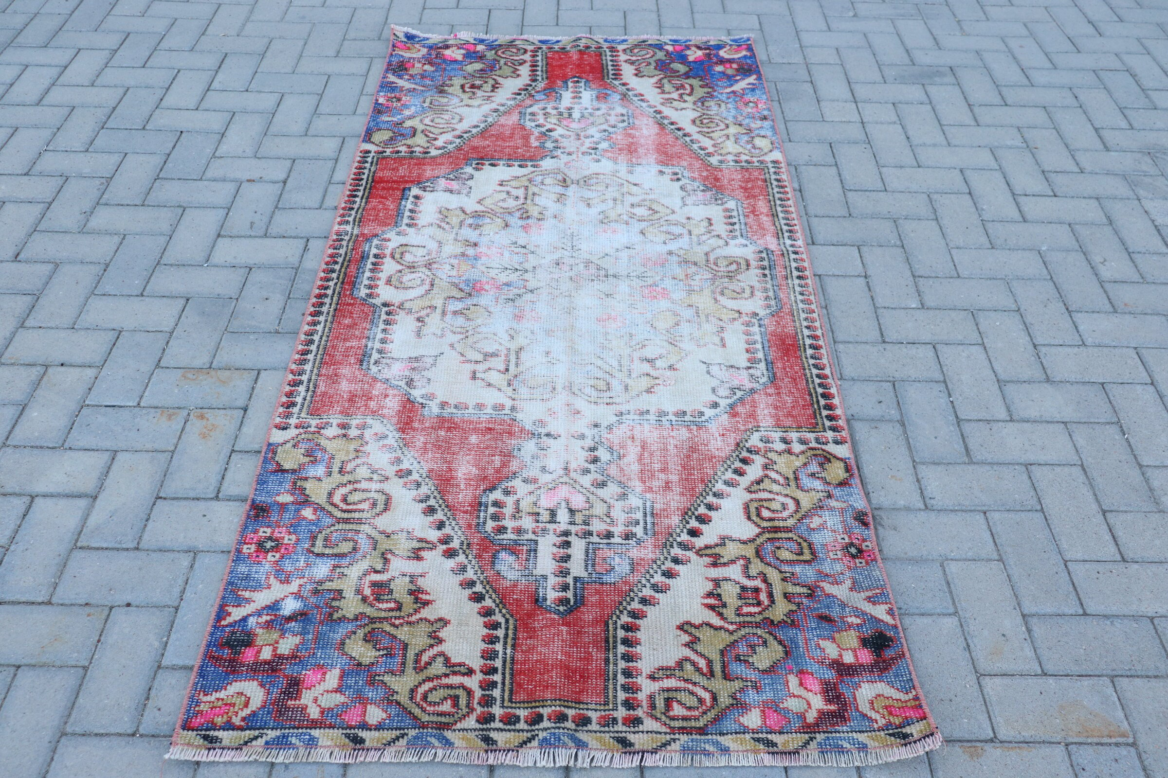 Bungalow Rose Vintage Turkish Red Accent Rug - Tribal Designed Bedroom ...