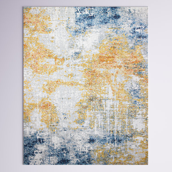 Hashtag Home Coughlin Yellow/White/Blue Area Rug & Reviews | Wayfair