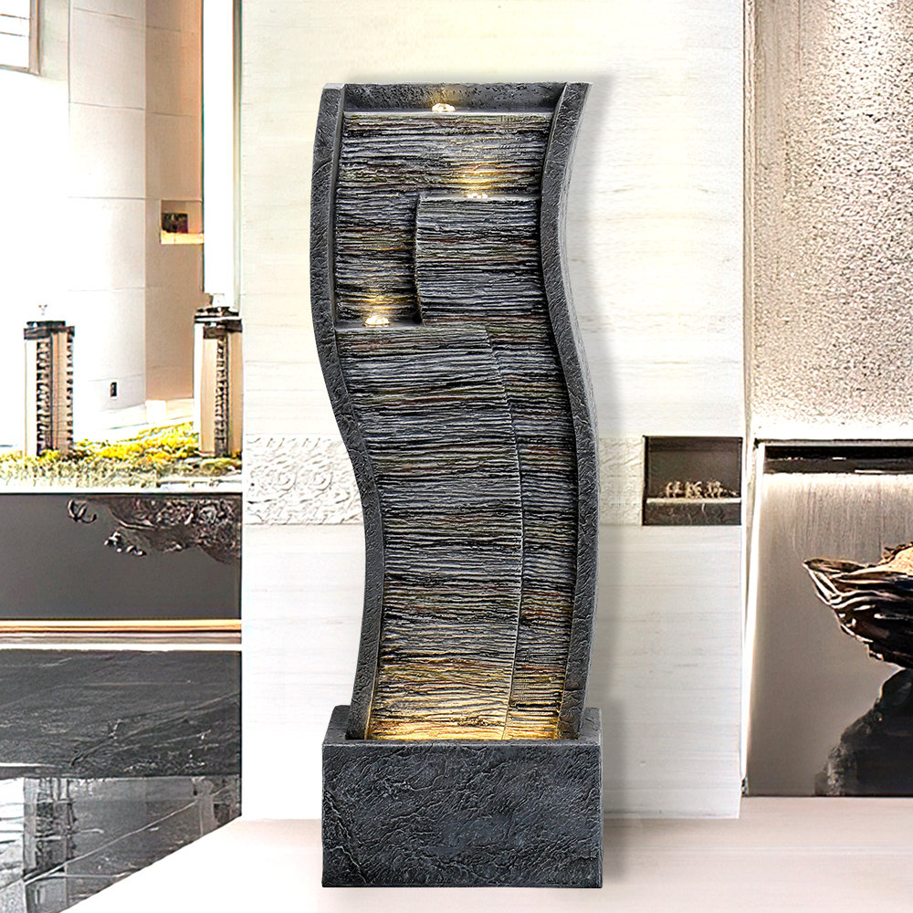 Hamiltion Weather Resistant Wall Base Fountain with Light | Wayfair