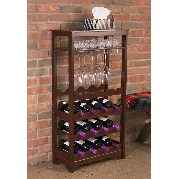 Charlton Home® 16 Bottle Floor Wine Bottle & Glass Rack & Reviews | Wayfair