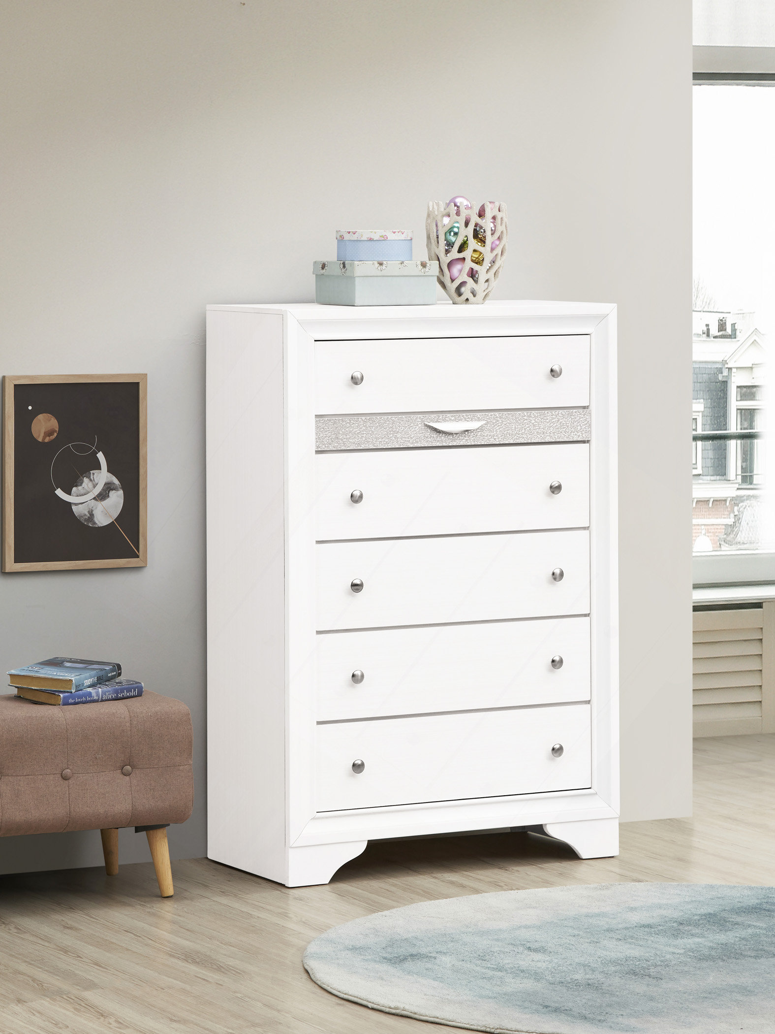 Latitude Run® Drawer Dresser, 51"H Modern Chest, Felt-Lined Drawer ...