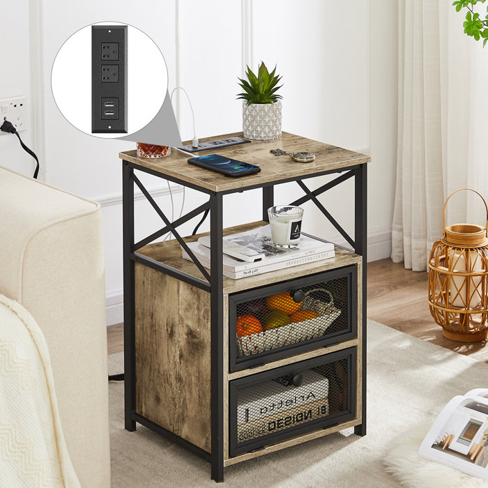 Trent Austin Design® Nightstand with Charging Station End Side Tables ...