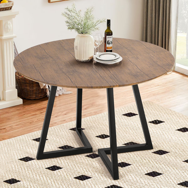 George Oliver Wood Round Table For 4, Mid Century Circular Dining Table ...